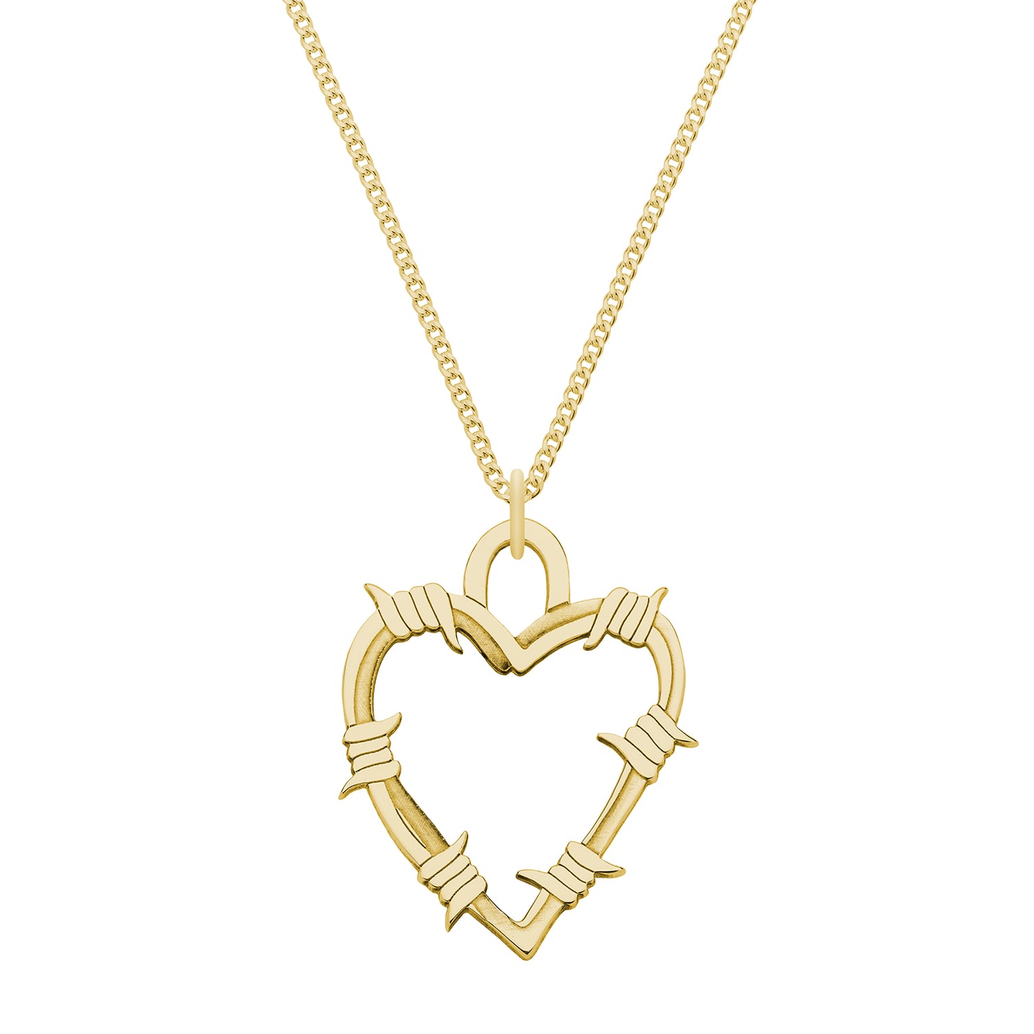 Barbed Wire Heart Pendant Necklace In Silver & 9ct Gold | CarterGore